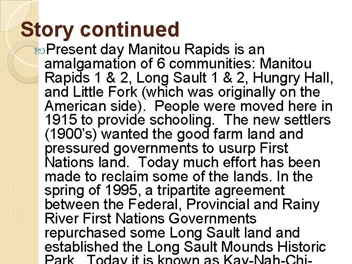 Life on the Lake Local First Nations Presentation