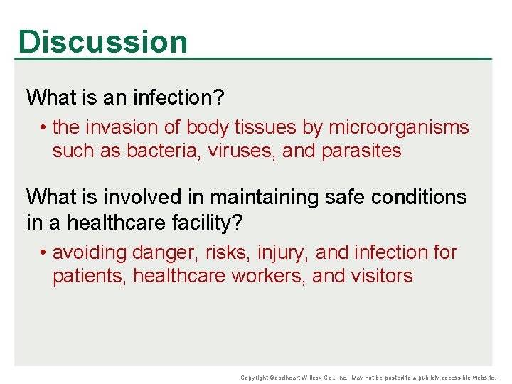 CHAPTER 4 Safety and Infection Control Discussion What