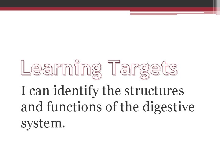 Animal Digestion Structures and Functions Learning Targets I