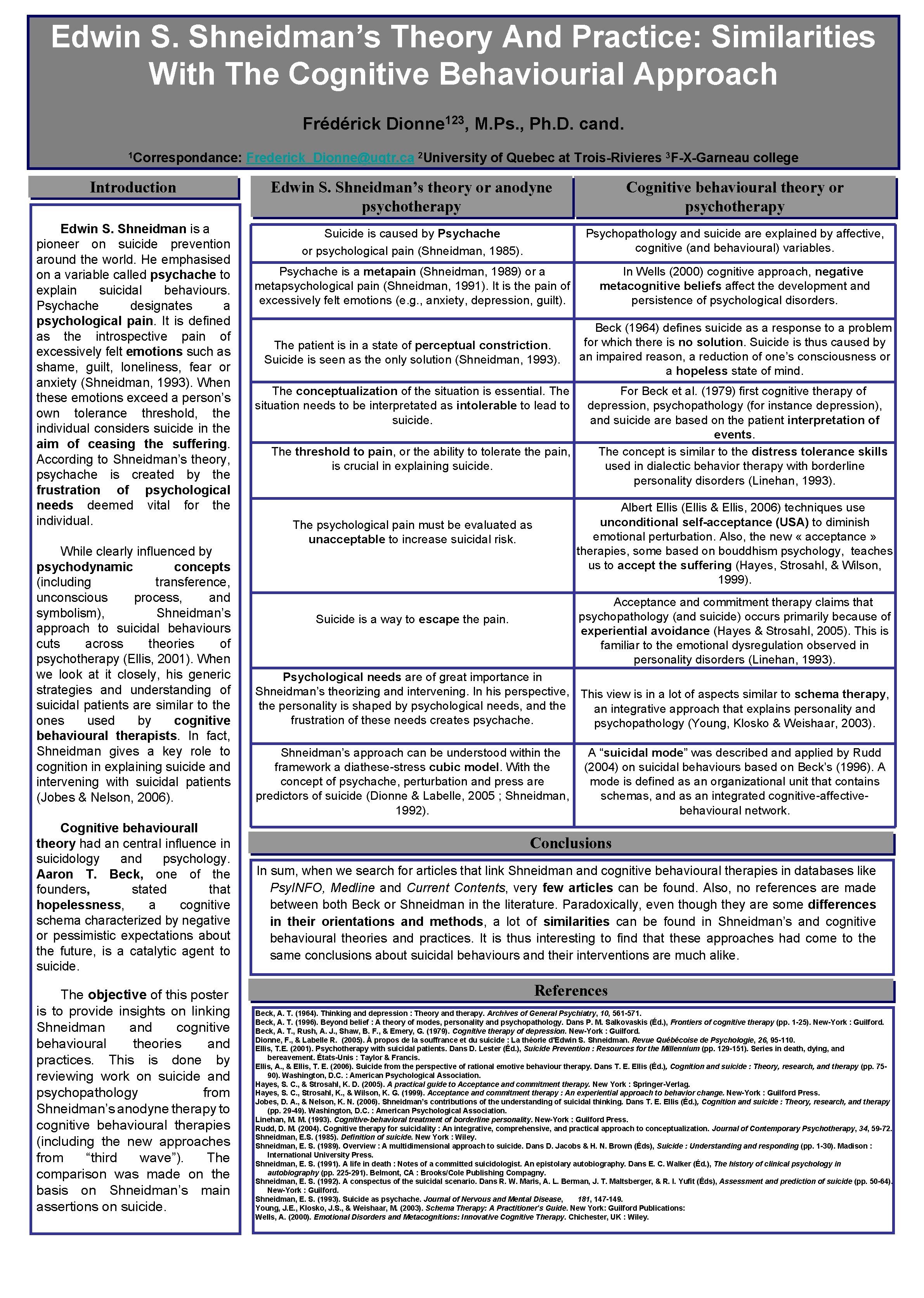 Edwin S Shneidmans Theory And Practice Similarities With