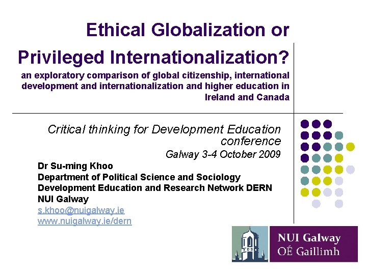 Ethical Globalization or Privileged Internationalization an exploratory ...