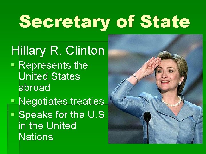 The Presidents Cabinet In order of succession Secretary