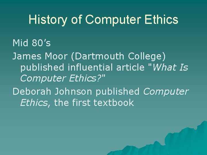 Computer Ethics Overview Gordon College Introduction Computer ethics