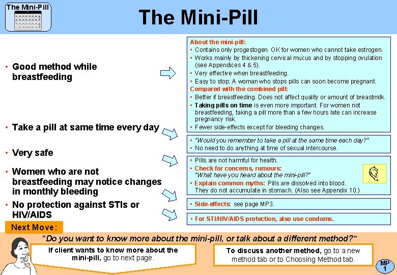 The MiniPill Good method while breastfeeding Take a