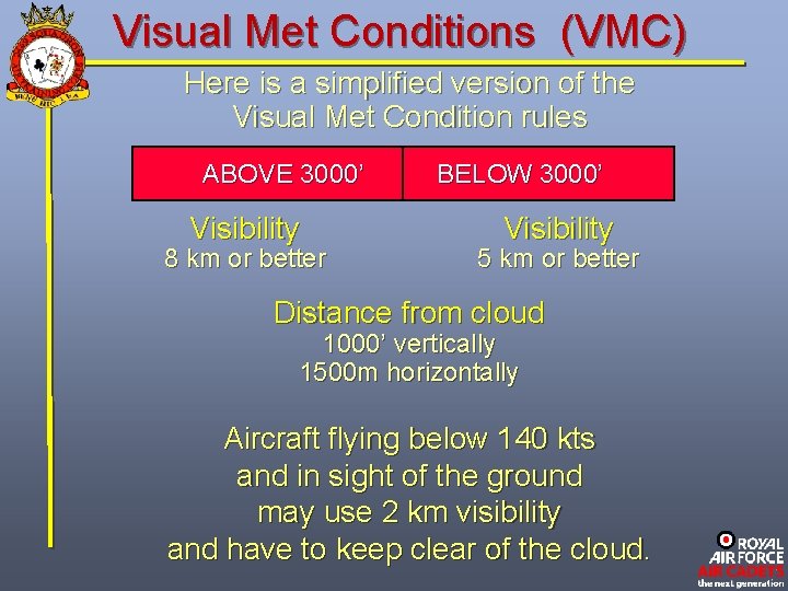Air Navigation Met Conditions and Weather Lecture Six