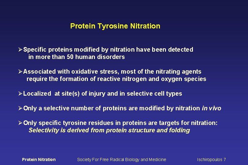 The Virtual Free Radical School Biological Protein Nitration