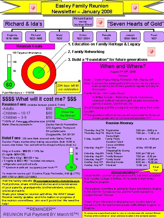 Easley Family Reunion Newsletter January 2008 Richard Easley