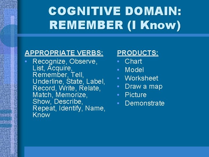 Blooms Taxonomy of Cognitive Development Principles of Teaching