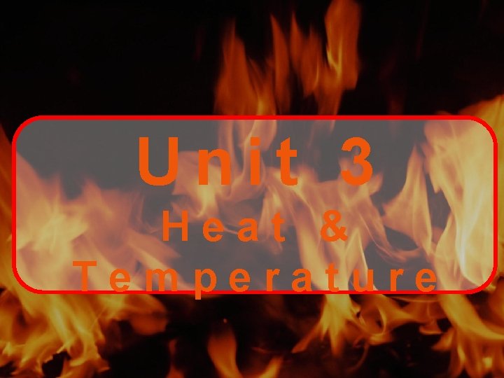 Unit 3 Heat Temperature Unit 3 Topic 3