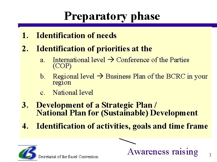 Project design preparation and approval Basel Convention Resource