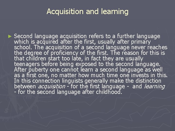 First and Second Language Acquisition Raymond Hickey English