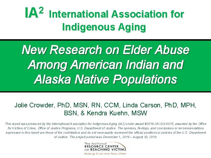 2 IA International Association for Indigenous Aging New