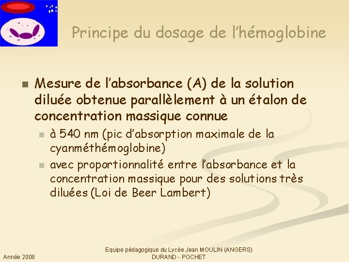 Dosage de lhmoglobine Principe n Dosage en images
