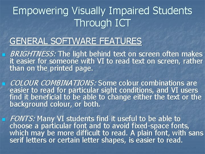 Empowering Visually Impaired Students Through ICT n n