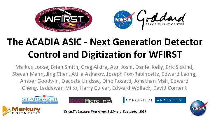 The ACADIA ASIC Next Generation Detector Control and