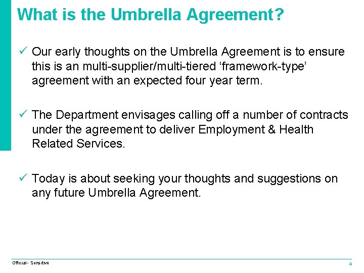 Employability and Health Related Services Umbrella Agreement EHRSUA
