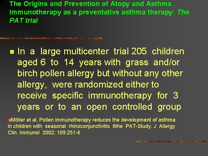 Immunotherapy Evidence in atopy Carla Irani M D