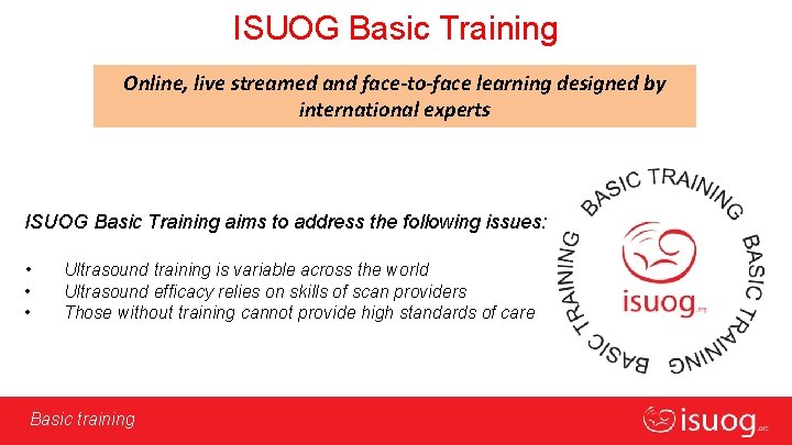 ISUOGs Basic Training Curriculum Reem S AbuRustum Lebanon