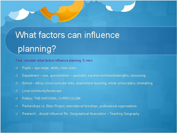 Session Five Medium and long term planning Jim