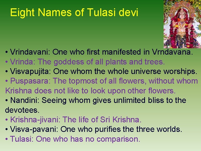 Tulasi Devi By Divya Venkat Facts Tulasi is