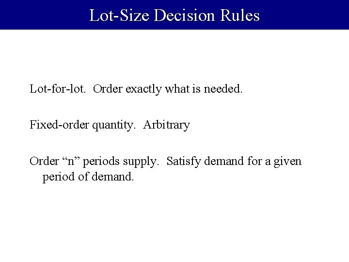 Lecture 26 Order Quantities Revisited Books Introduction to