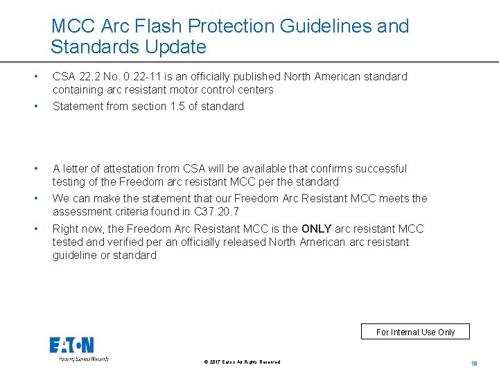 Freedom Arc Resistant Motor Control Center Sales Presentation