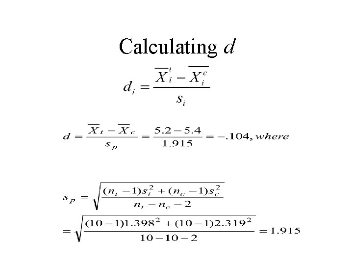 Effect Sizes for Continuous Variables William R Shadish