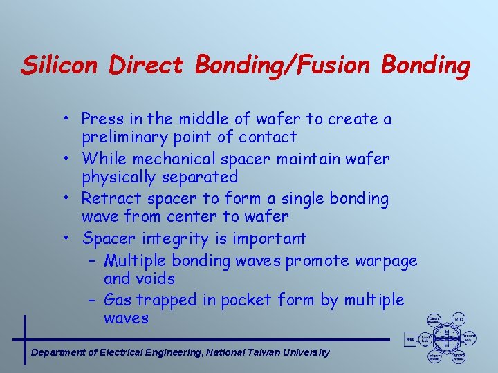 NOVEL WAFER BONDING TECHNOLOGY SURVEY PoWen Chen Department