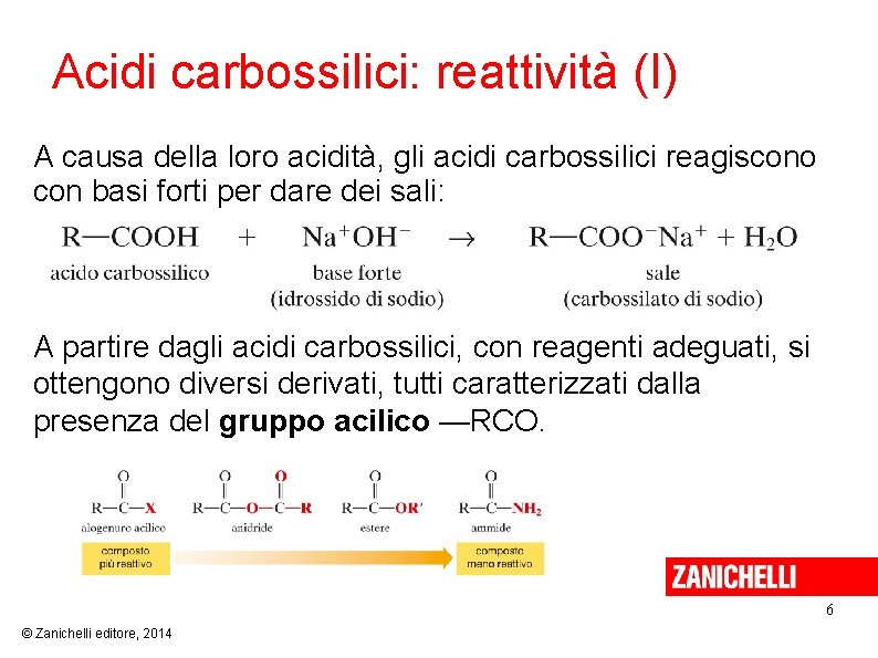 Acidi carbossilici 1 Zanichelli editore 2014 Acidi carbossilici