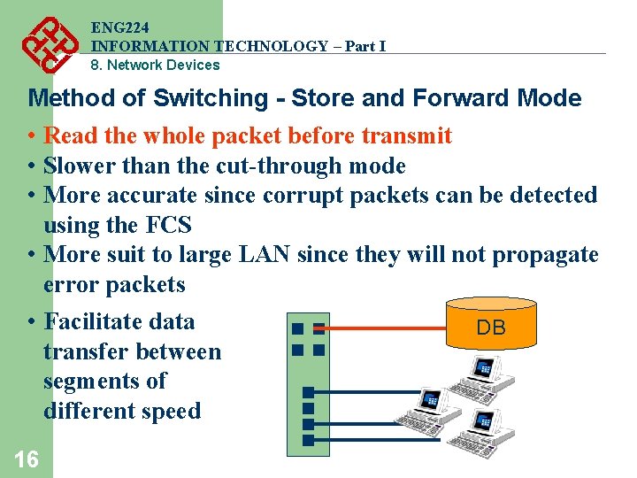 ENG 224 INFORMATION TECHNOLOGY Part I 8 Network