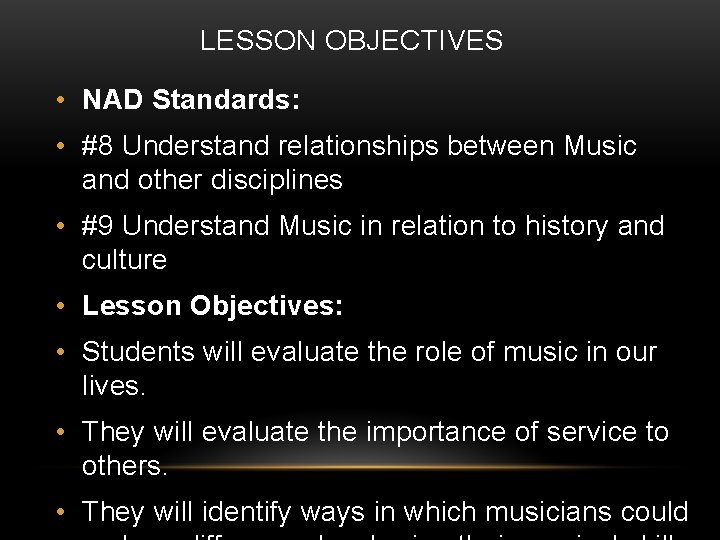 BIBLICALLY INTEGRATED MUSIC LESSONS FOR GRADES 7 AND