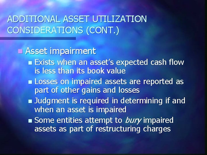 ASSET UTILIZATION ANALYSIS Chapter 13 CHAPTER 13 OBJECTIVES