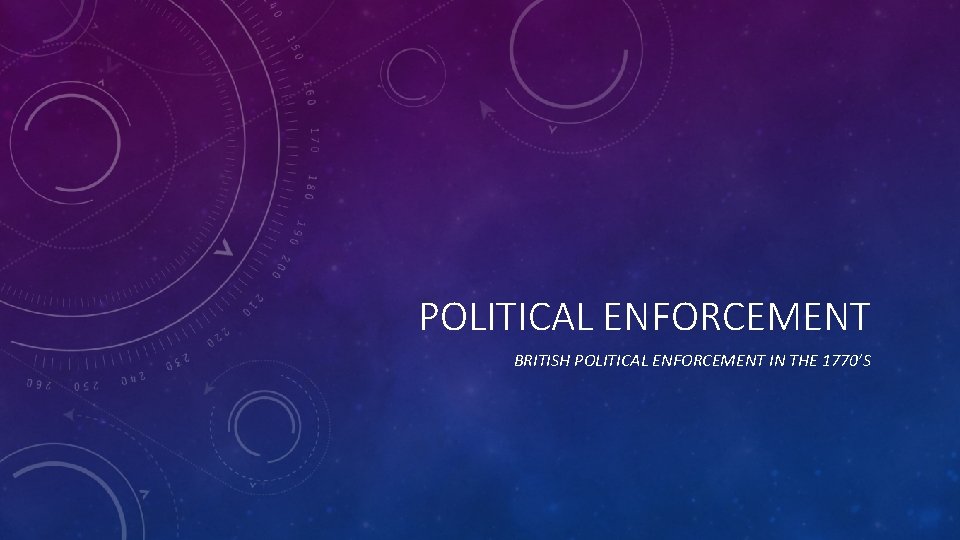 POLITICAL ENFORCEMENT BRITISH POLITICAL ENFORCEMENT IN THE 1770S