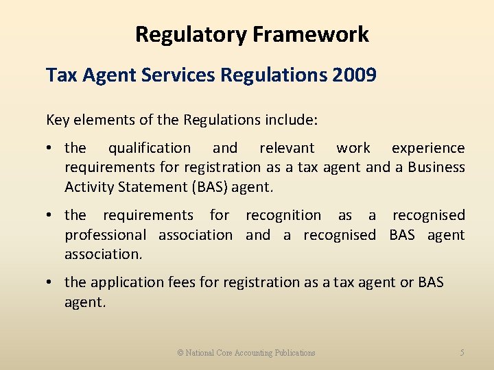 Chapter 9 Tax Agents National Core Accounting Publications