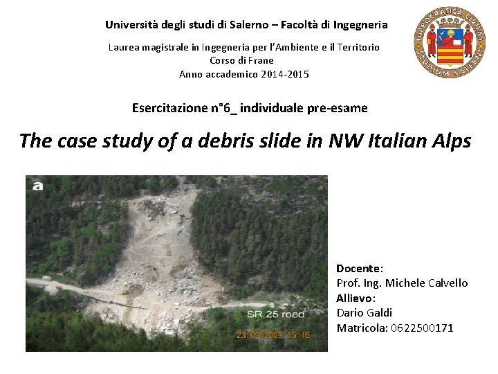 Universit degli studi di Salerno Facolt di Ingegneria