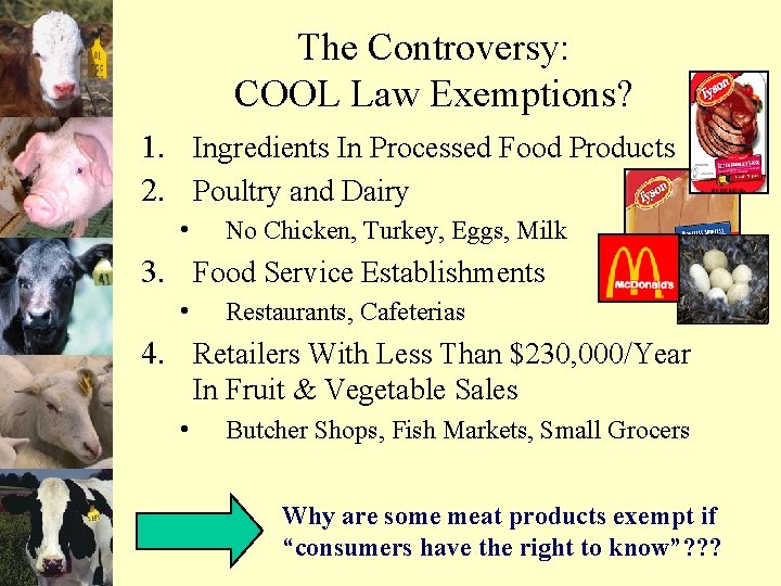 The National Animal Identification System and CountryofOrigin Labeling
