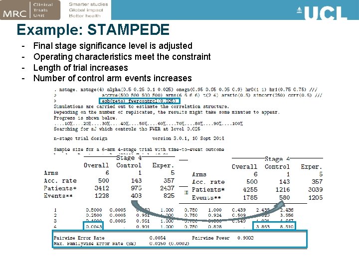Multiarm multistage randomised controlled trials with stopping boundaries