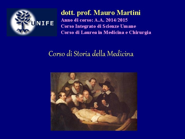 dott prof Mauro Martini Anno di corso A