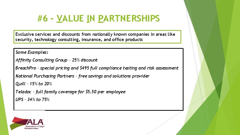 Top Ten List of free Benefits of Membership