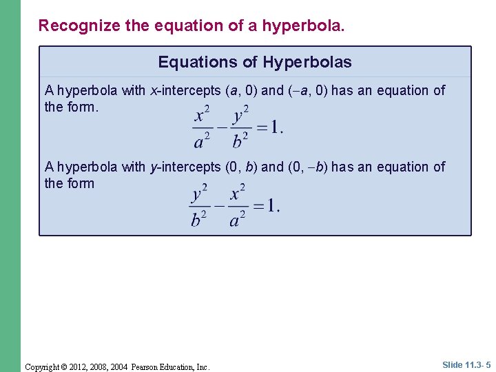 Chapter 11 Section 3 11 3 The Hyperbola