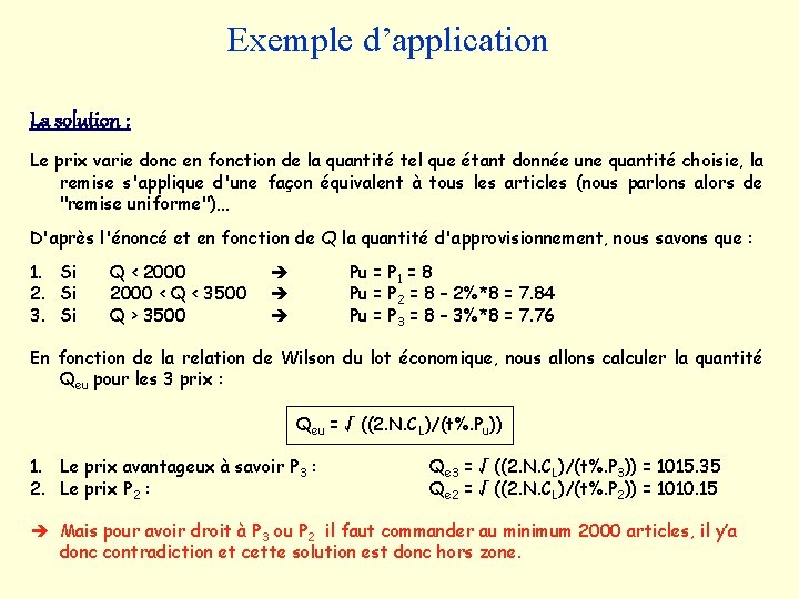 La gestion des stocks Modle de Wilson plan