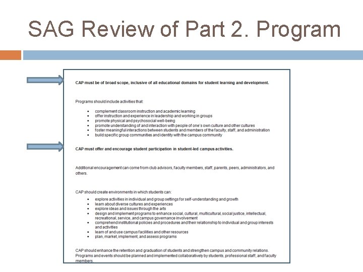 PRACTICAL APPLICATION OF CAS SELFASSESSMENT GUIDES SAGS Donna