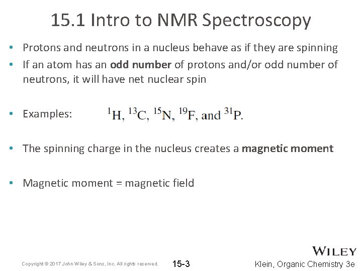 Organic Chemistry Third Edition David Klein Chapter 15