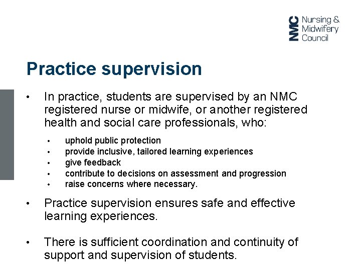 Standards for student supervision and assessment change title