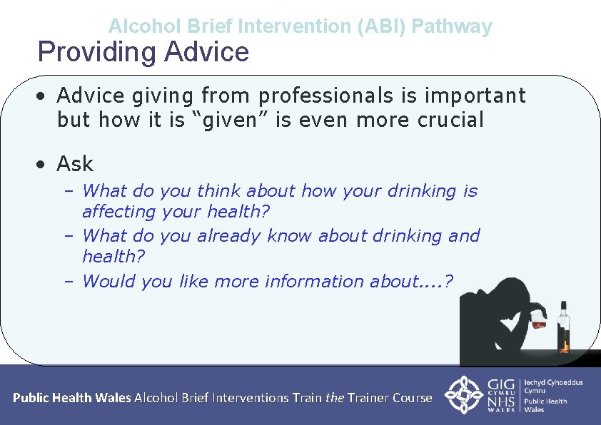 Alcohol Brief Interventions 2 hour Training Course Insert