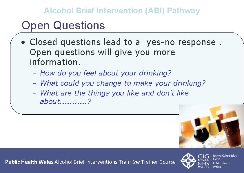 Alcohol Brief Interventions 2 hour Training Course Insert