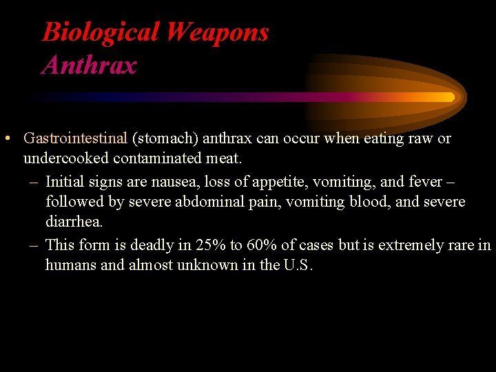 EFFECTS OF BIOLOGICAL AND CHEMICAL WEAPONS TERMINAL LEARNING
