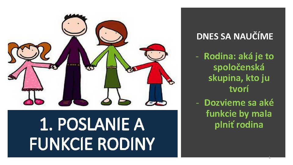 DNES SA NAUME 1 POSLANIE A FUNKCIE RODINY