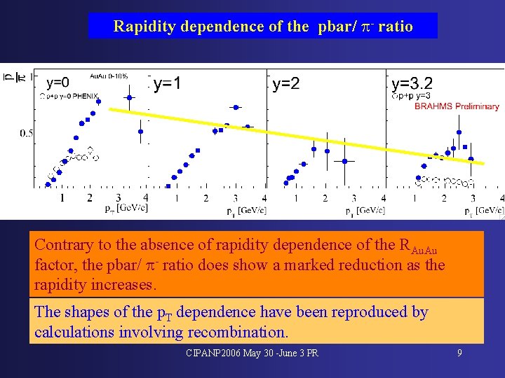 High Rapidity Physics with the BRAHMS Experiment Ramiro