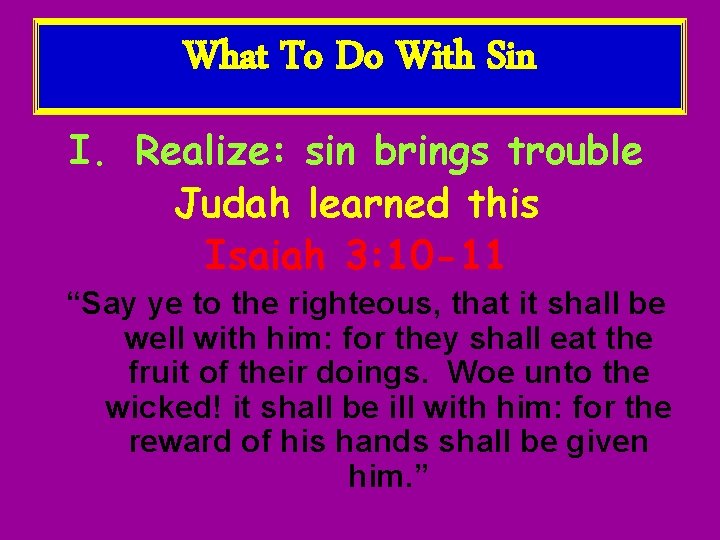 What To Do With Sin What To Do